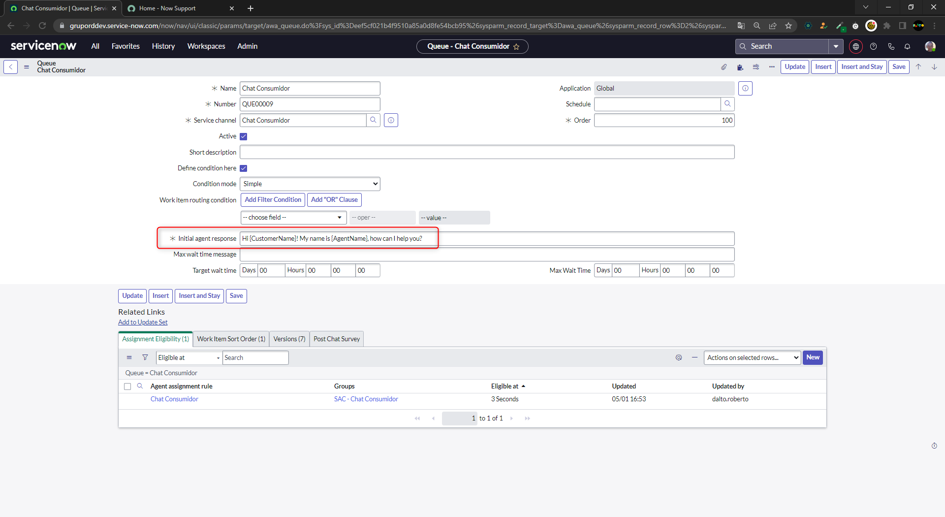 In the AWA queue, is it possible to put a variable... - ServiceNow ...