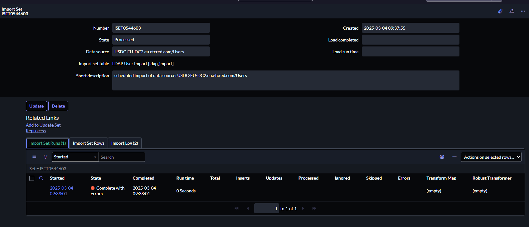 Loading Import set table with error - ServiceNow Community