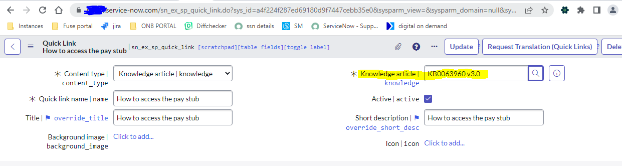 Automatically update the taxonomies quick link to ... - ServiceNow ...