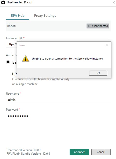Solved Unable To Open A Connection To The Servicenow Inst Servicenow Community
