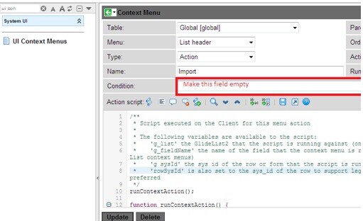 Import Feature Missing from UI Context Menu - ServiceNow Community