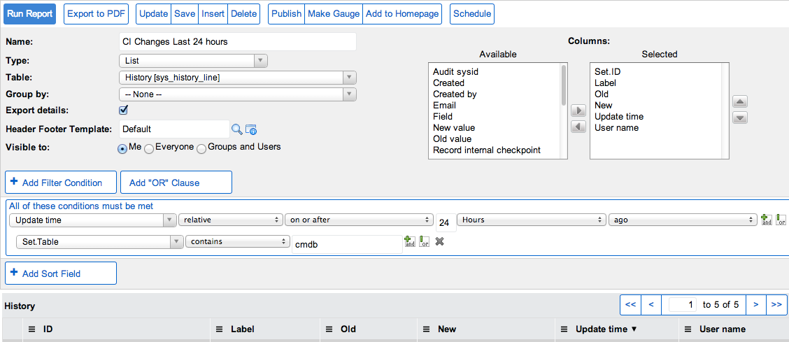 Reporting on CI Changes - Using History Sets - ServiceNow Community