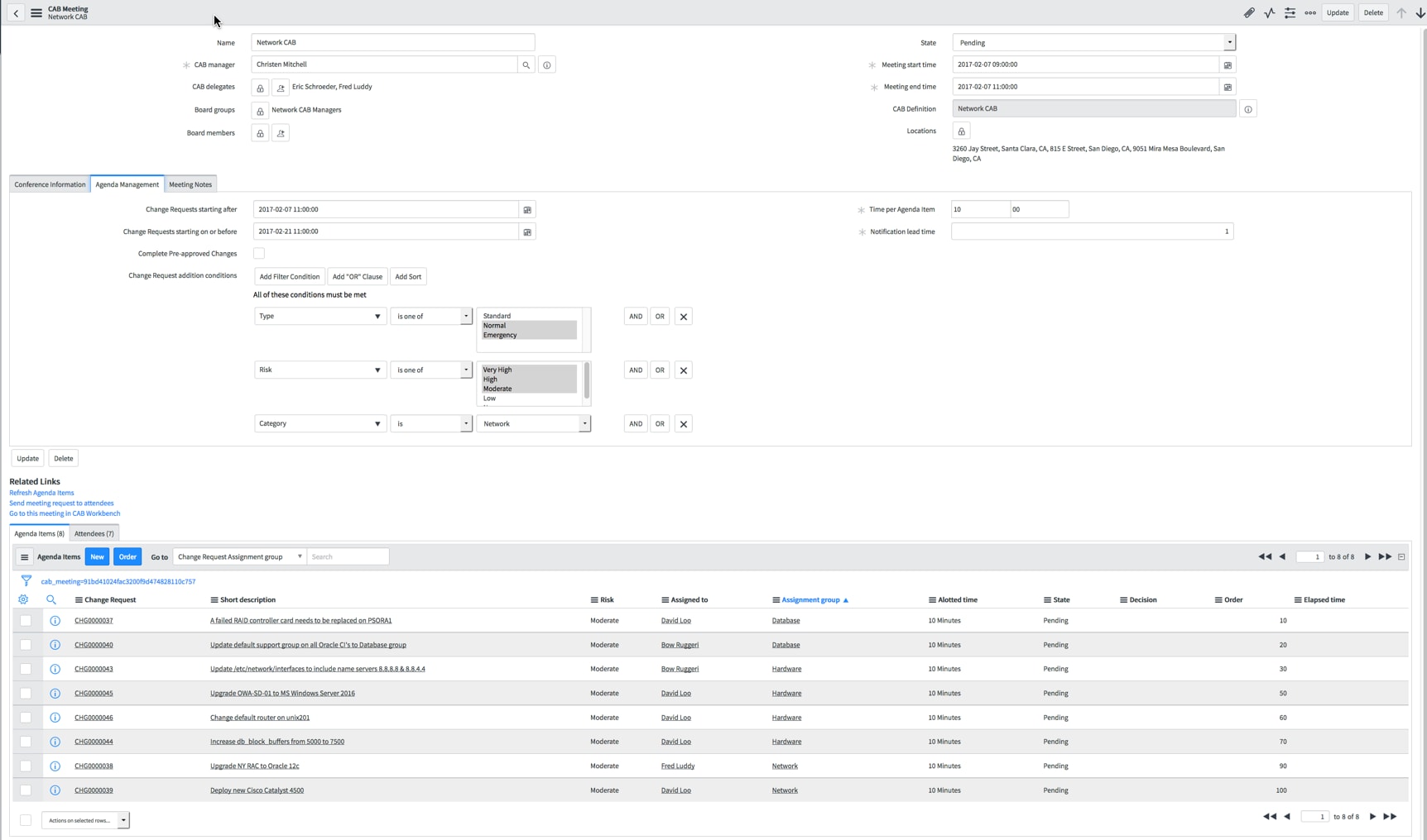 CAB Workbench - Create Recurring CAB Meetings - ServiceNow Community