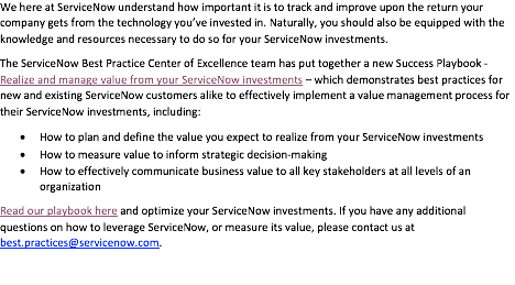 NEW Success Playbook: Realize and manage value fro... - ServiceNow ...