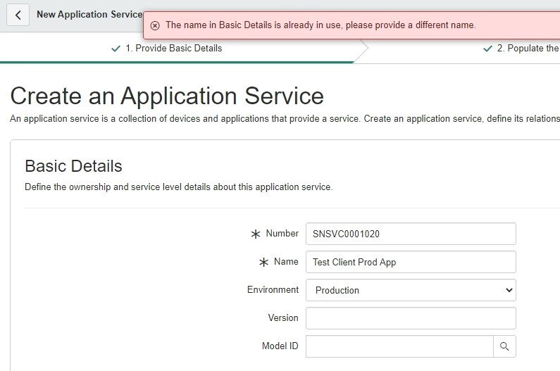 Solved: Application Services Creation claims name already ...