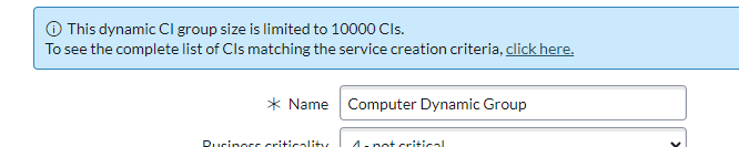 Solved: Dynamic CI Groups - default number of CIs - ServiceNow Community