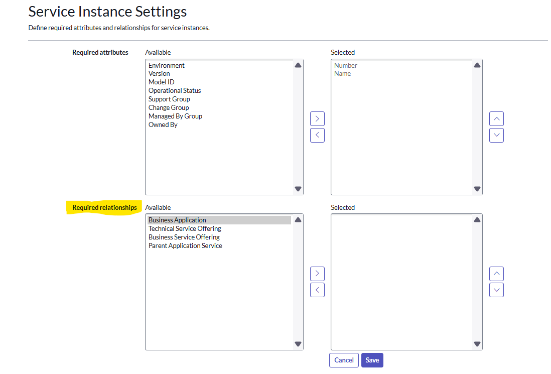 New Relationship on Service Instance Settings - ServiceNow Community
