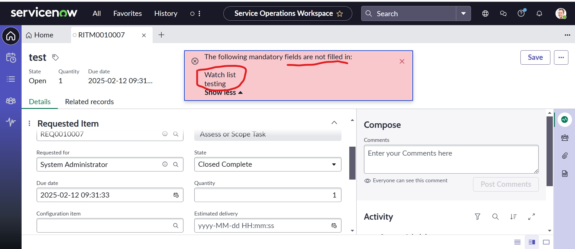 Error message for Mandatory fields are not taking ... - ServiceNow ...