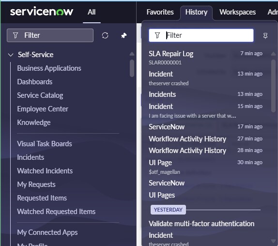 Solved: Which these options does History contain? - ServiceNow Community