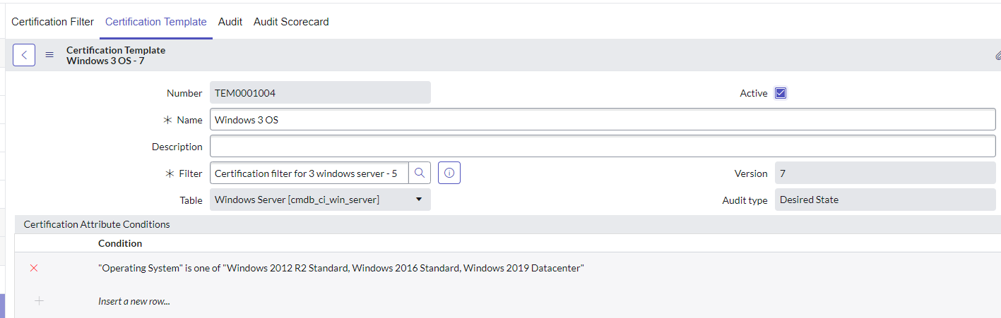 certification template servicenow