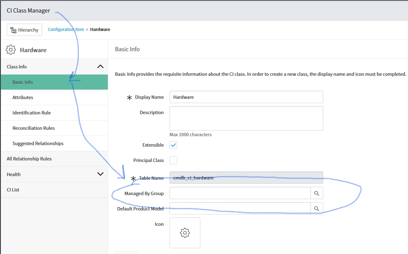 What is the table for CI Class Manager's 'Basic In... - ServiceNow ...