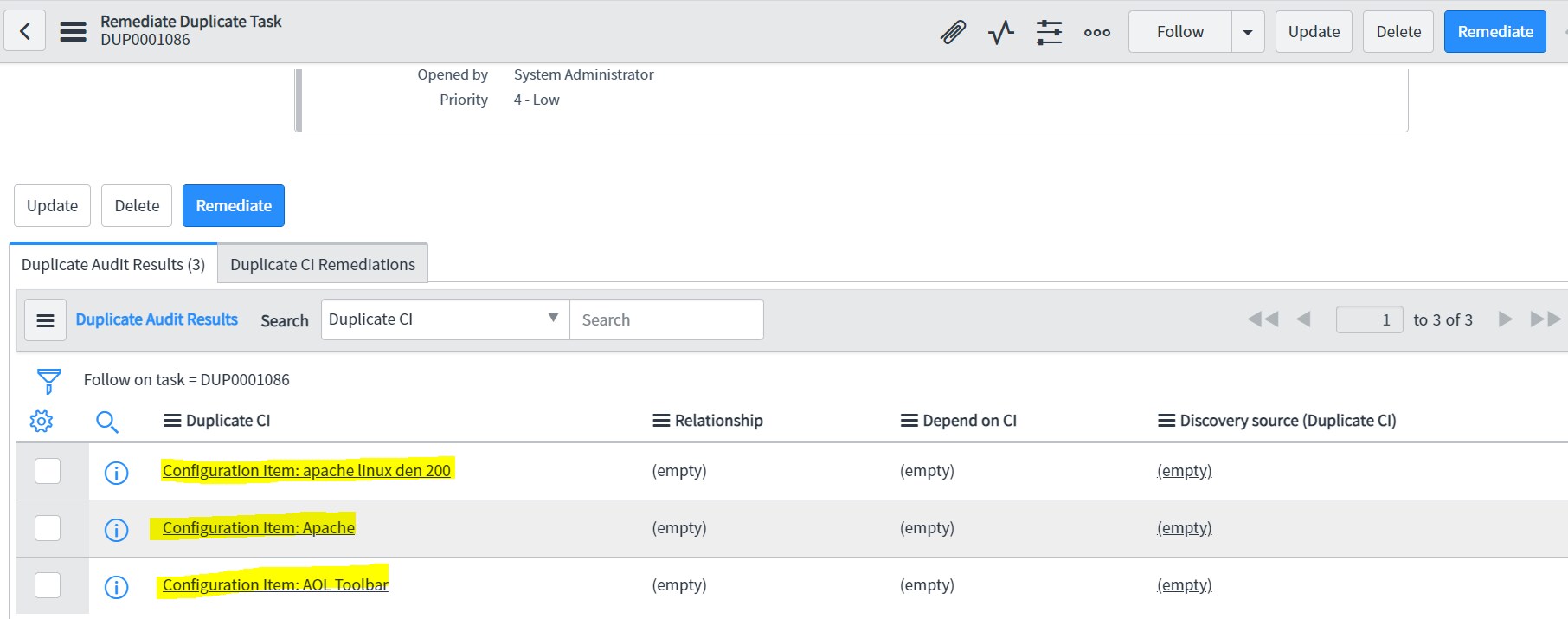 Create De-duplicate Task manually by using UI acti... - ServiceNow ...
