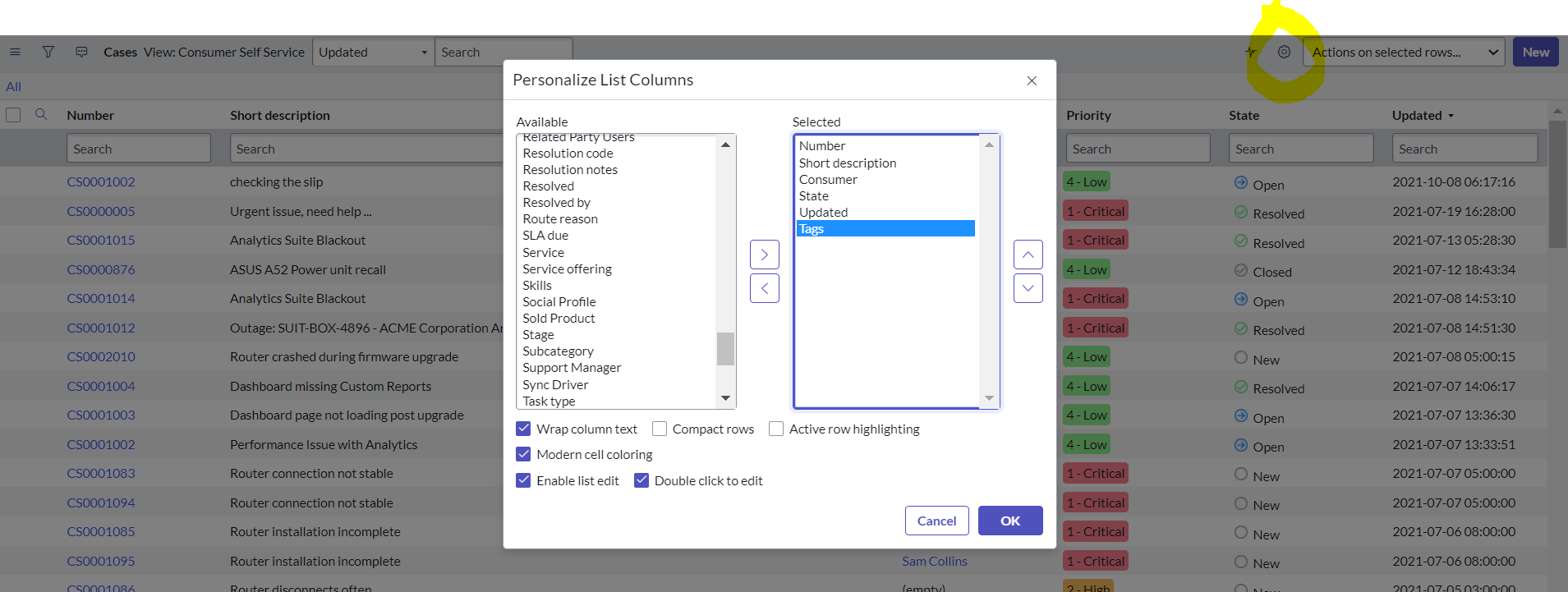 How to provide Tags on the case lists and case fo... - ServiceNow Community
