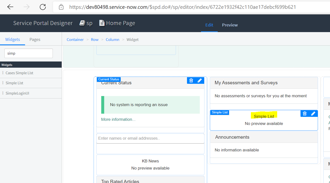 Solved: How to create a simple list widget for my requests - ServiceNow ...