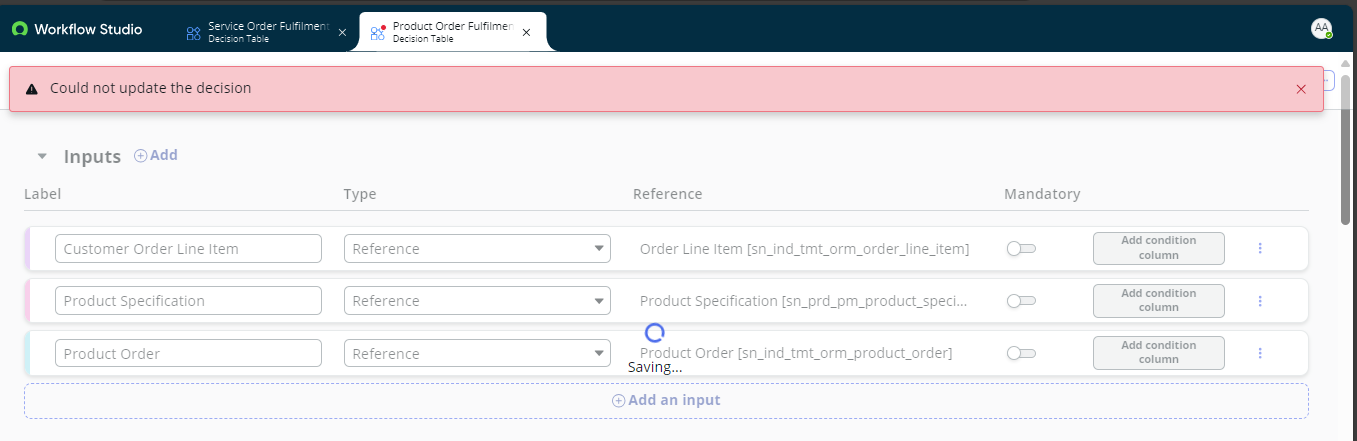 decision table servicenow