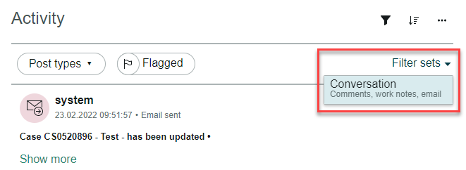 How to configure 'Filter sets' on Activity stream ... - ServiceNow ...