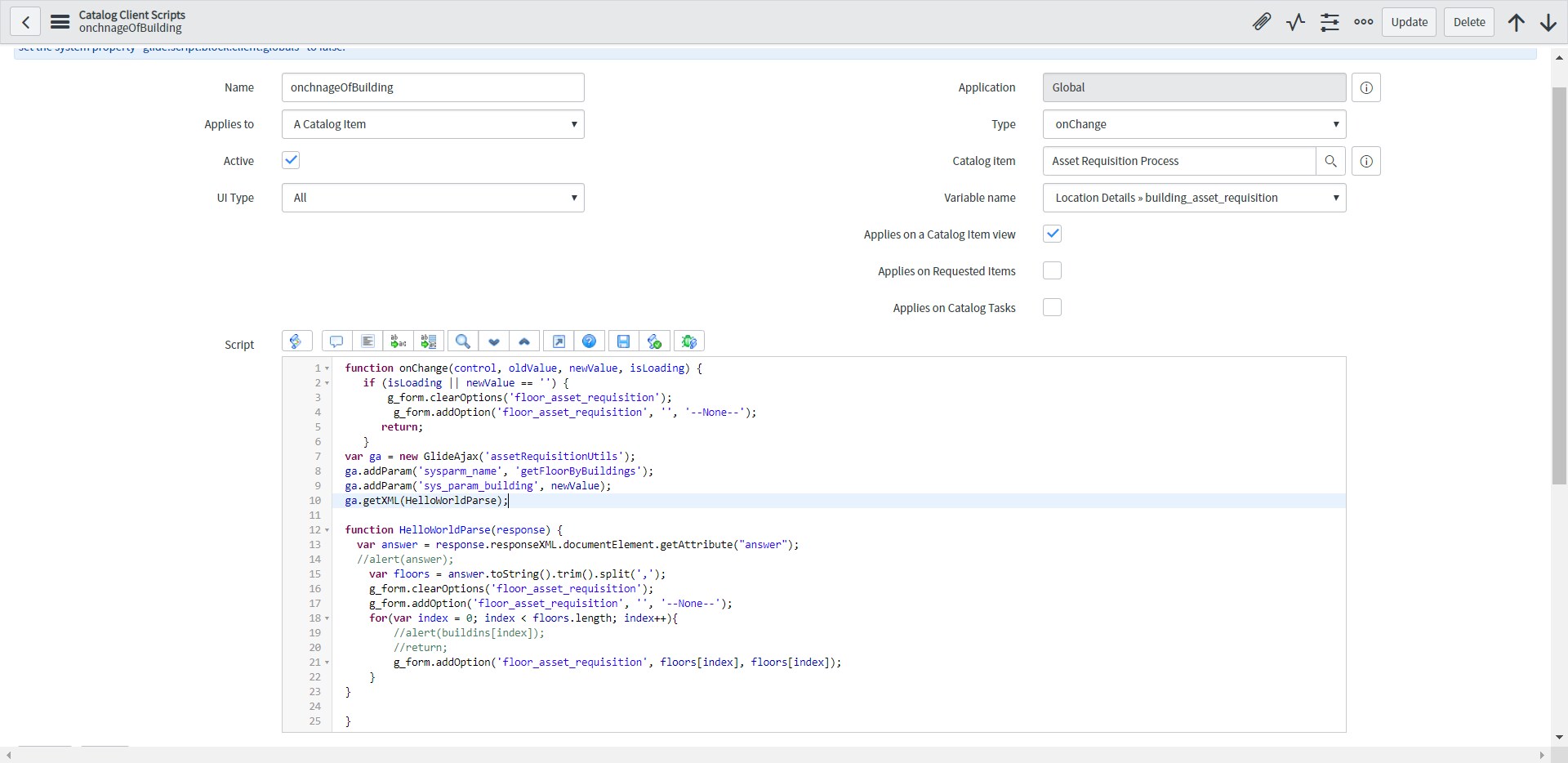Getting table back end values and putting them as ... - ServiceNow ...