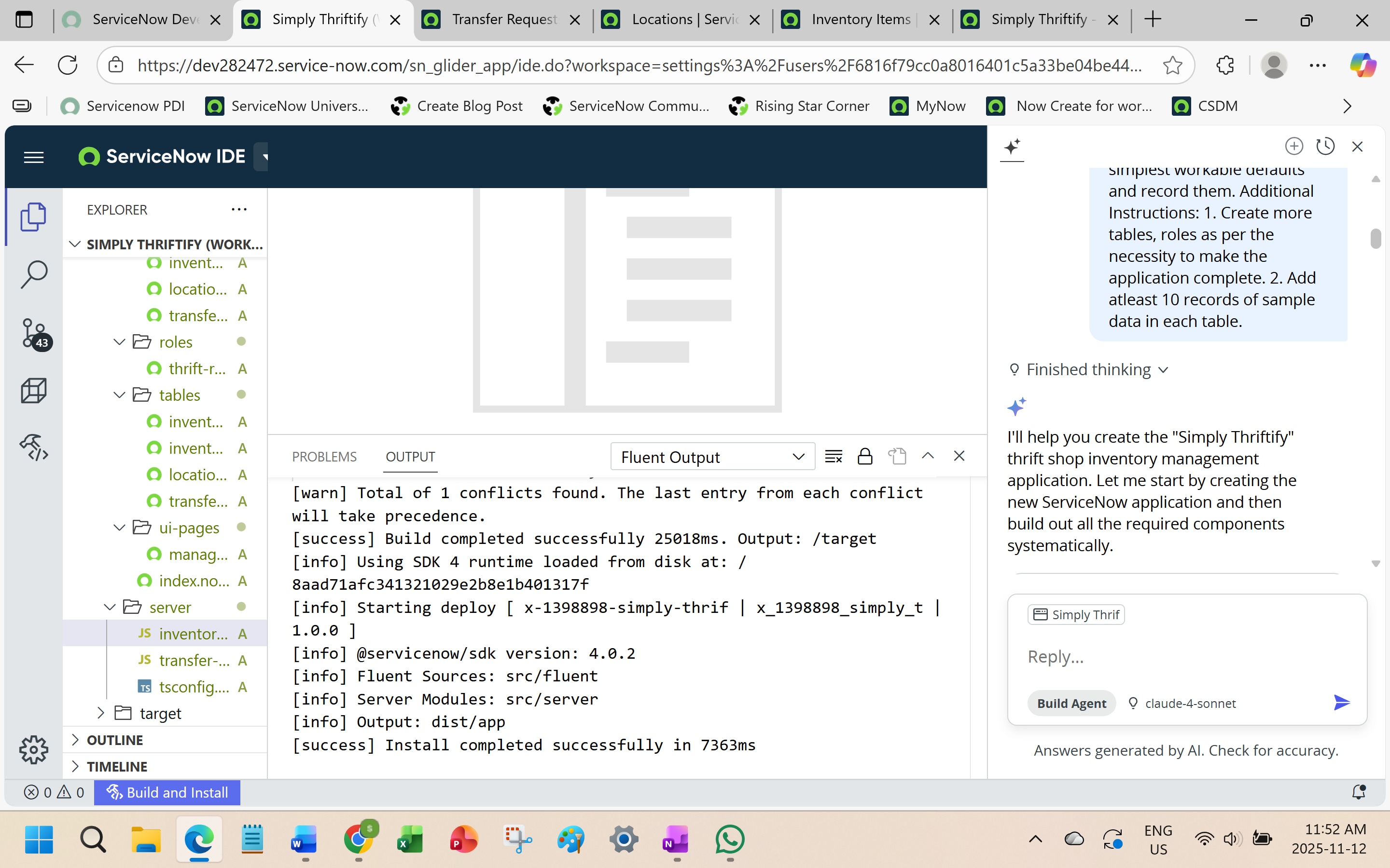 Building “Simply Thriftify” with Build Agent . My ... - ServiceNow ...