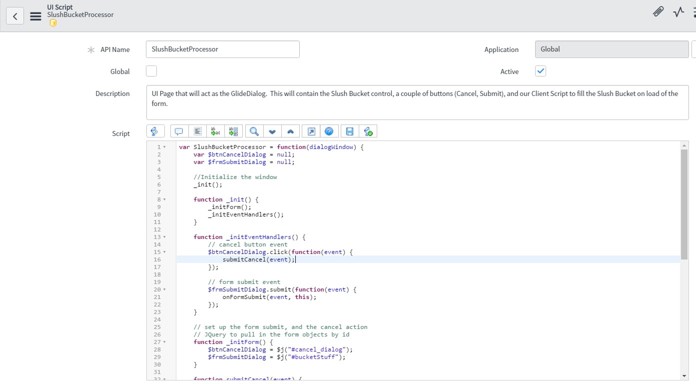 Mini-Lab: Add a Slush Bucket Control to a Dialog B... - ServiceNow ...