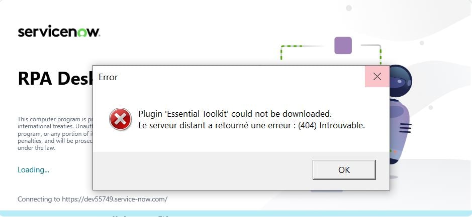 Error RPA DESKTOP - ServiceNow Community