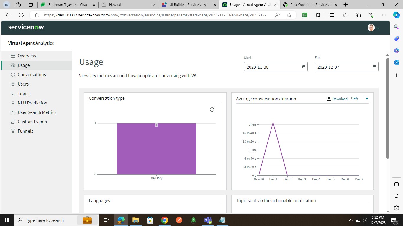 Query related to Virtual agent analytics dashboard - ServiceNow Community