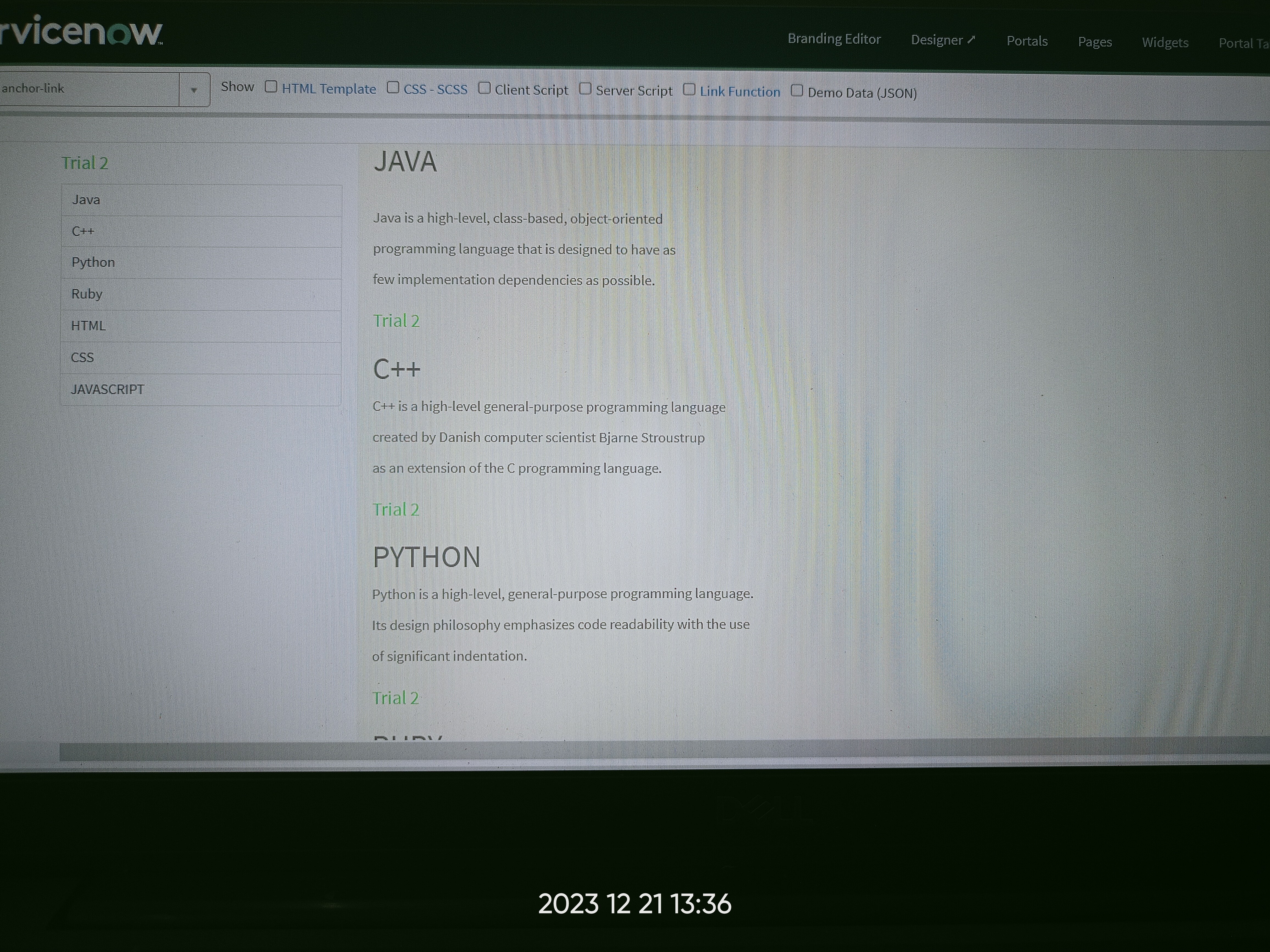 how to implement scrollspy features in serviceNow ... - ServiceNow ...