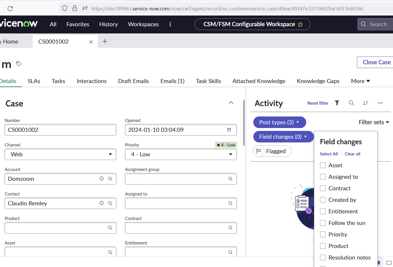 Add Fields in Activity Filter Field Changes in CSM... - ServiceNow ...