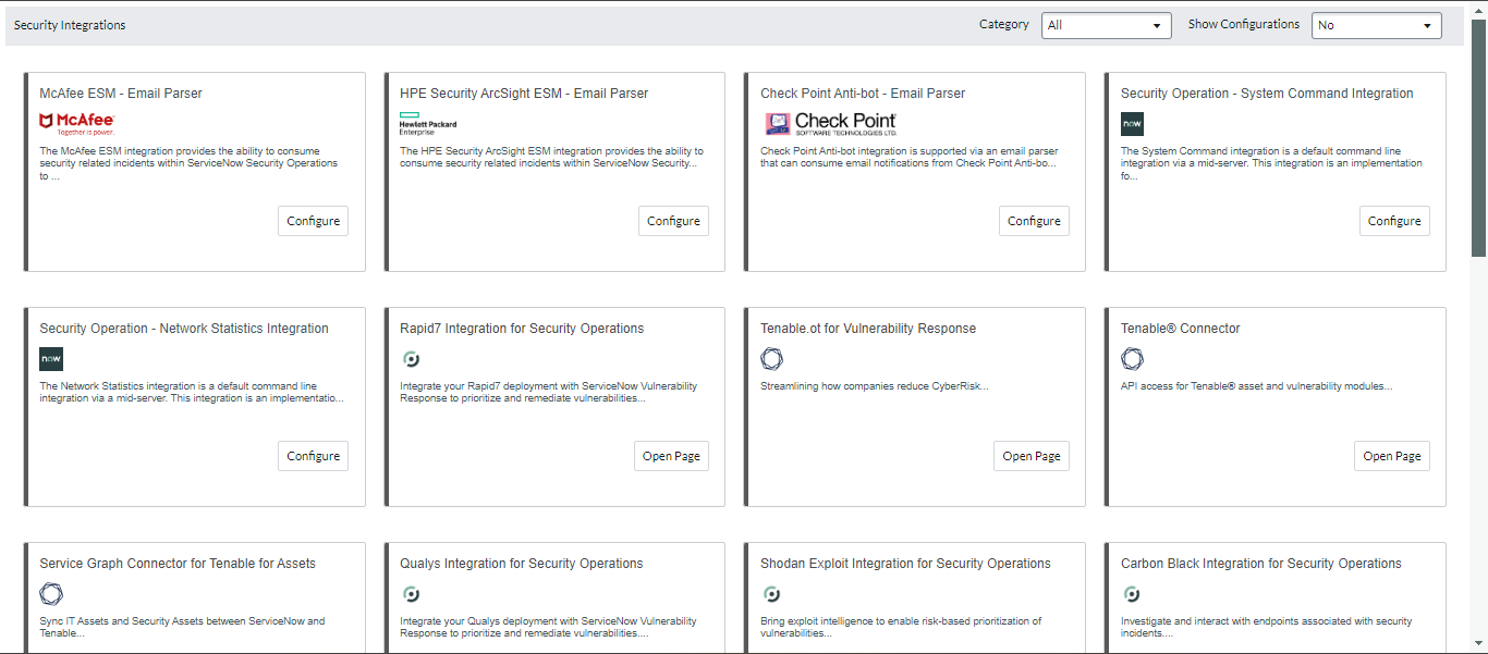 Security Integration Dasboard - ServiceNow Community