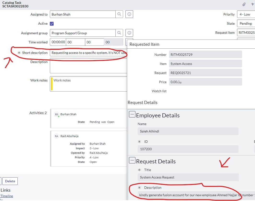Solved: Task Short Description same as RITM Short Descript ...