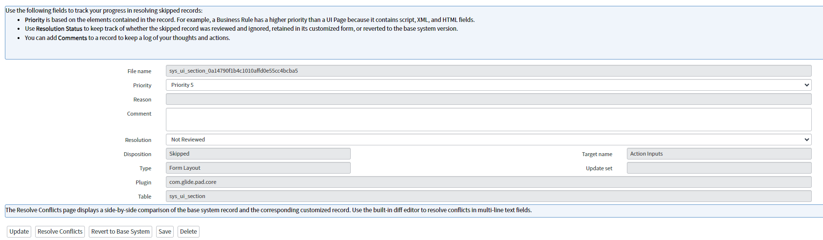 sys_ui_section skipped records on upgrade - ServiceNow Community