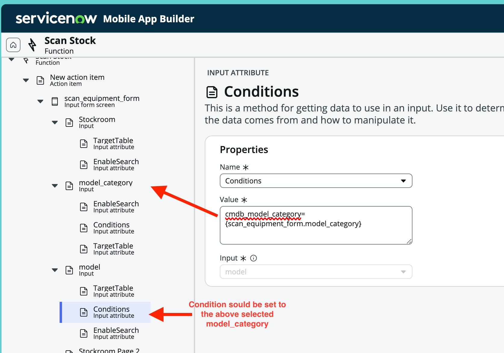 Dynamic input field condition attribute in Mobile ... - ServiceNow ...
