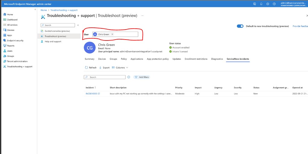 see all servicenow incidents on Intune related to... - ServiceNow Community