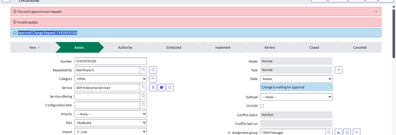 Change Form - hide the info message for Change Re... - ServiceNow Community