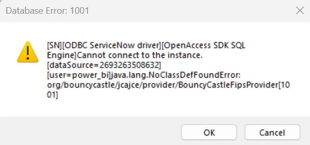 Error while Configuring ODBC Driver - ServiceNow Community