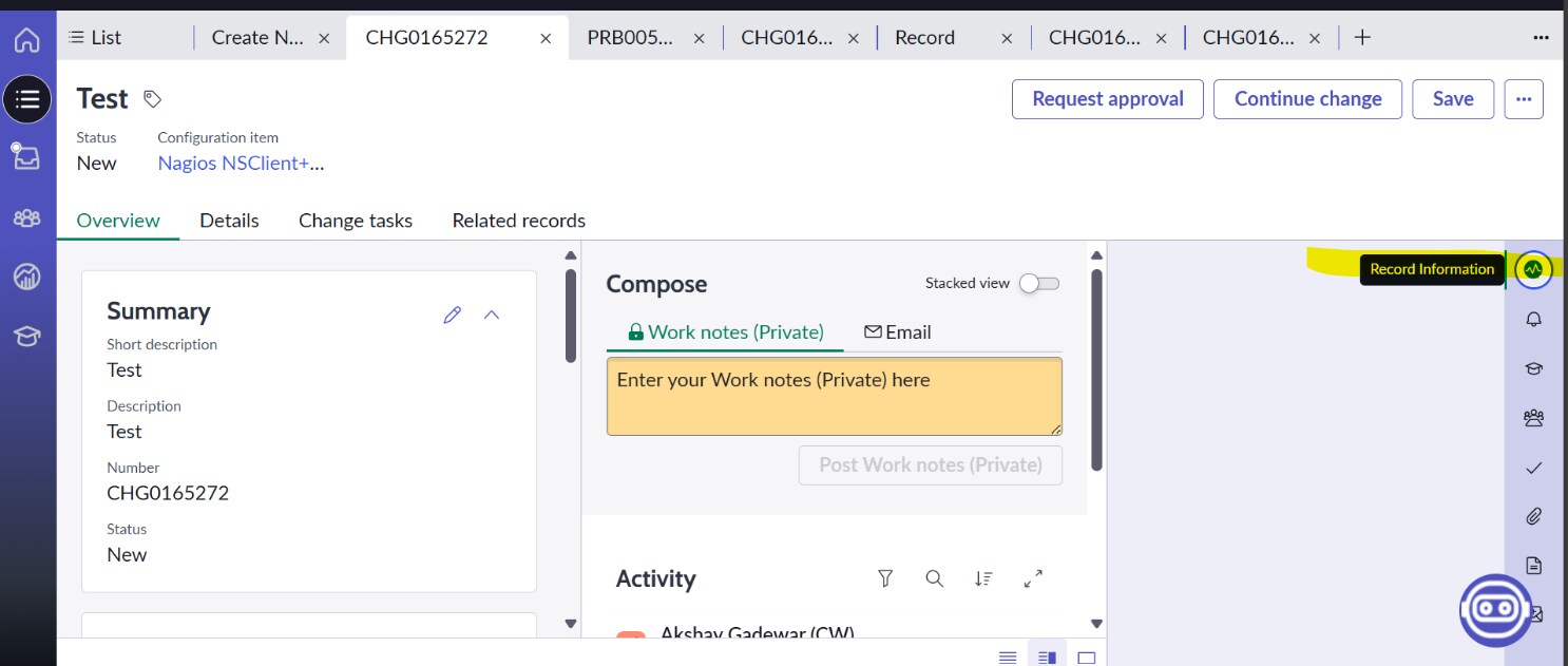 Record information configuration in Service operat... - ServiceNow ...