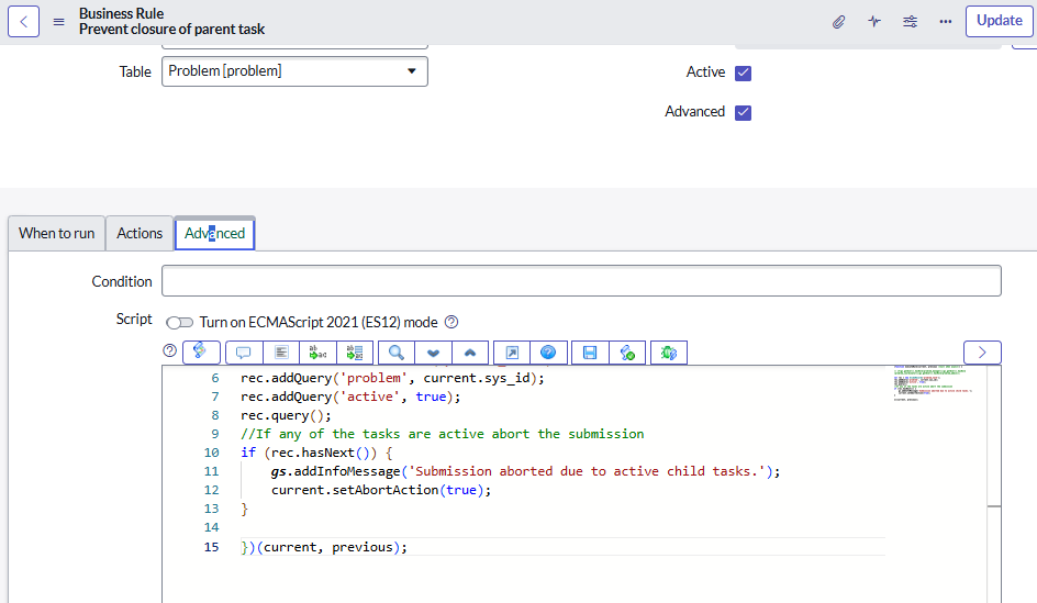 Solved: How to restrict closure of problem record if task ...