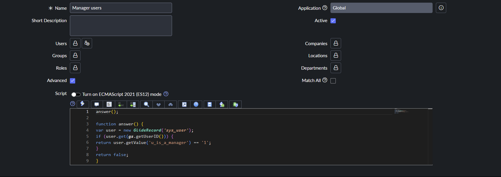 Advanced User Criteria for Catalog Item - ServiceNow Community
