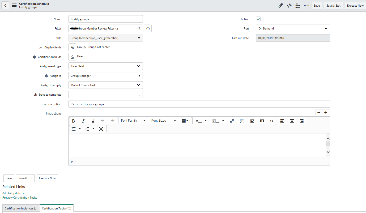 certification template servicenow