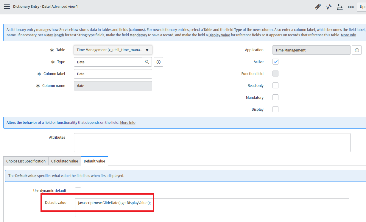 Set date field to today's date by default - ServiceNow Community