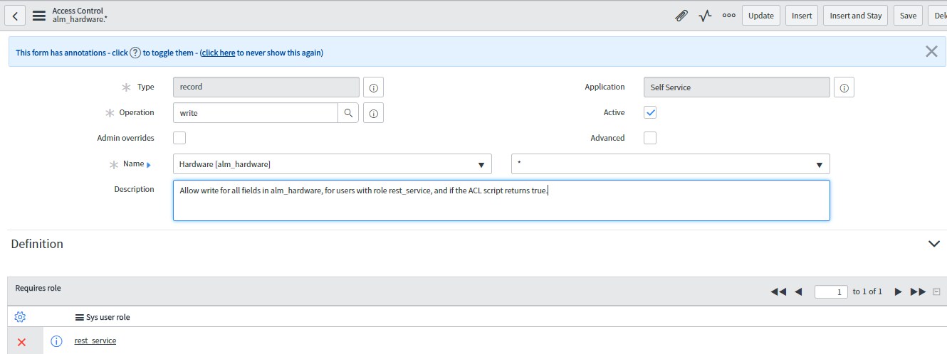 ACL for alm_hardware table issue - ServiceNow Community