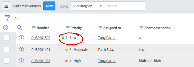Solved: How do i assign a dot color to a Priority? - ServiceNow Community