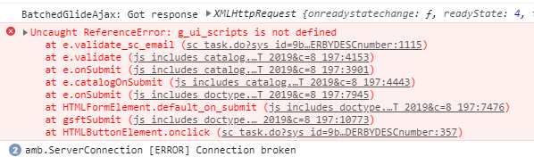 Getting error "g_ui_scripts" is not defined. Butto... - ServiceNow ...