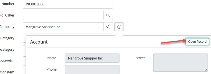 Solved: Open Record button on reference field - ServiceNow Community