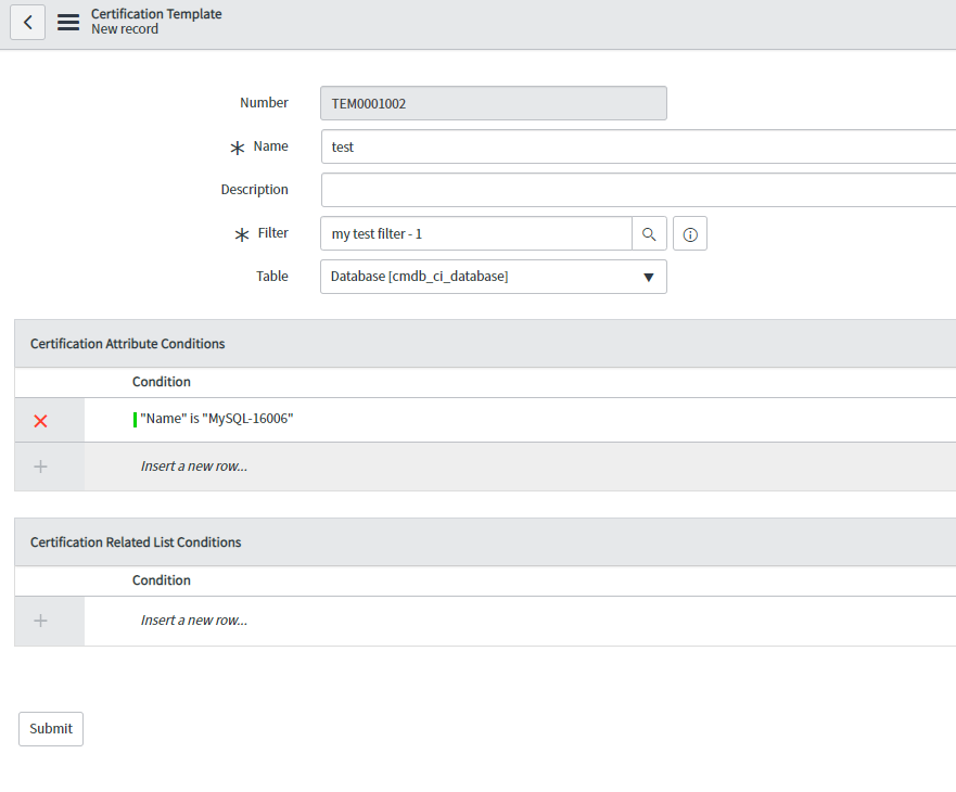 certification template servicenow