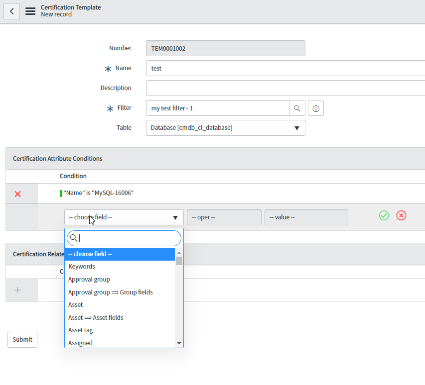 certification template servicenow