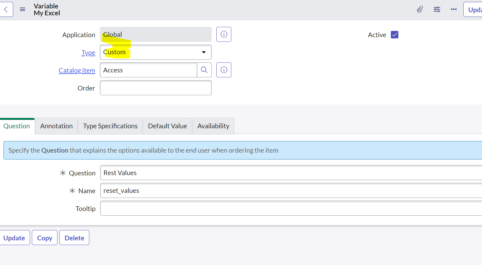 Solved: How to add "Reset" button for clear values of vari... - ServiceNow Community