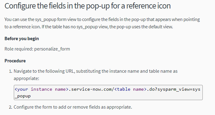 Solved How Do I Configure A Pop Up View On A Reference Fi Servicenow Community