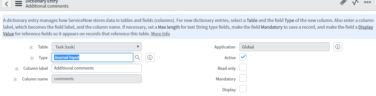 Solved: Additional Comments Customer Visible Question - ServiceNow ...