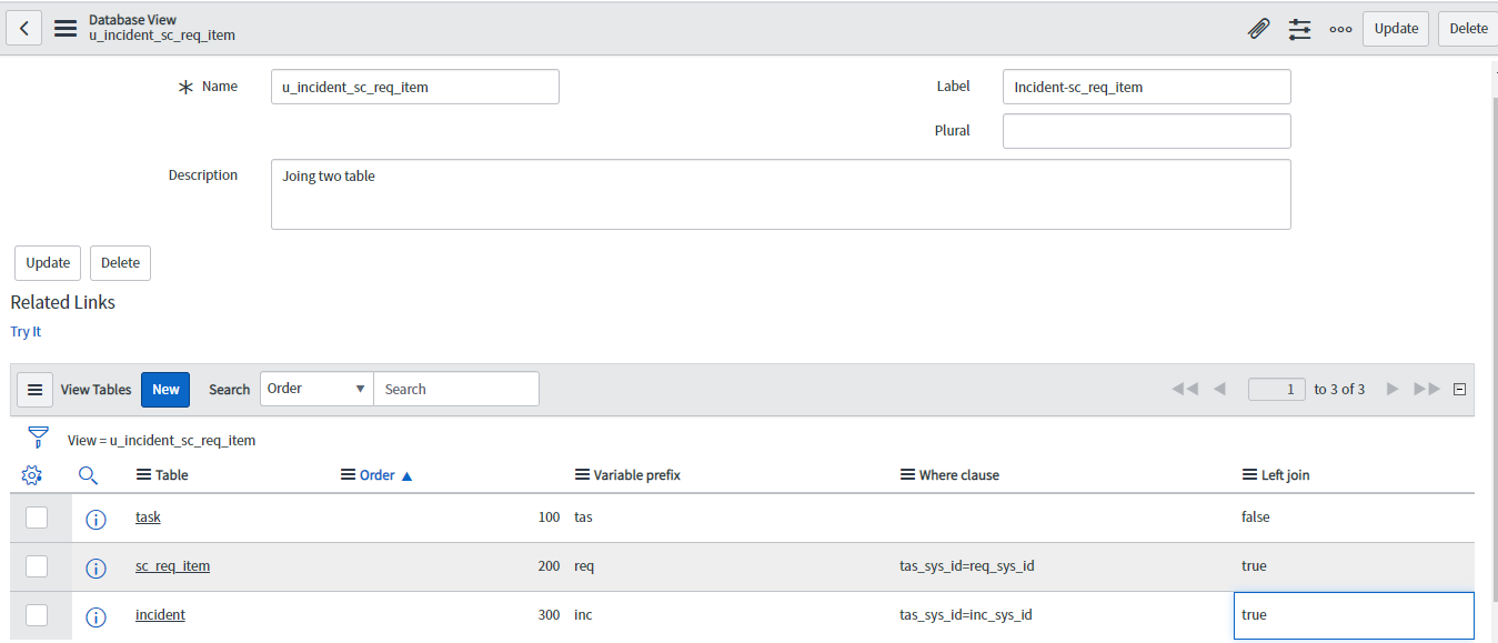 Solved: Database view - Incident and sc_req_item - ServiceNow Community