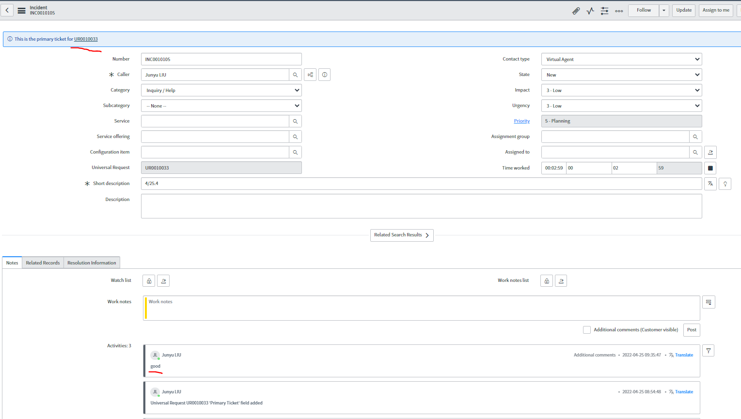 Different activities between universal_request.lis... - ServiceNow ...